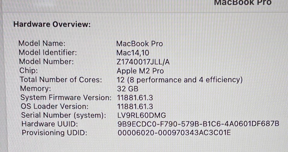 APPLE MACBOOK PRO 2023 A2780 16" M2 PRO 32GB RAM 1TB SSD--GRADE D | eBay