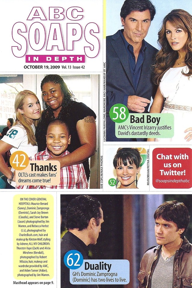 ABC SOAPS IN DEPTH October 19 2009 Maurice Benard Sarah Brown Dominic ...