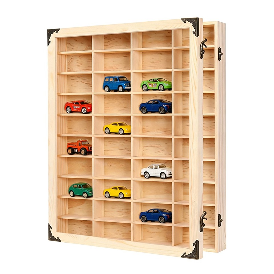 Wooden Model Display Cabinet for 1/64 Scale Toy Cars Diecast Storage ...