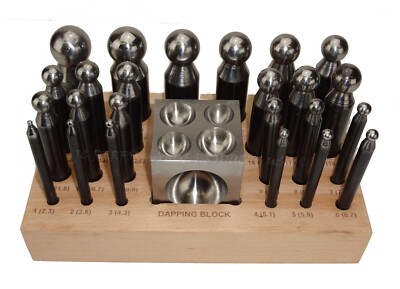 26 pc Doming Dapping Jewelry Leather Copper Metal Crafts Block & Punch ...