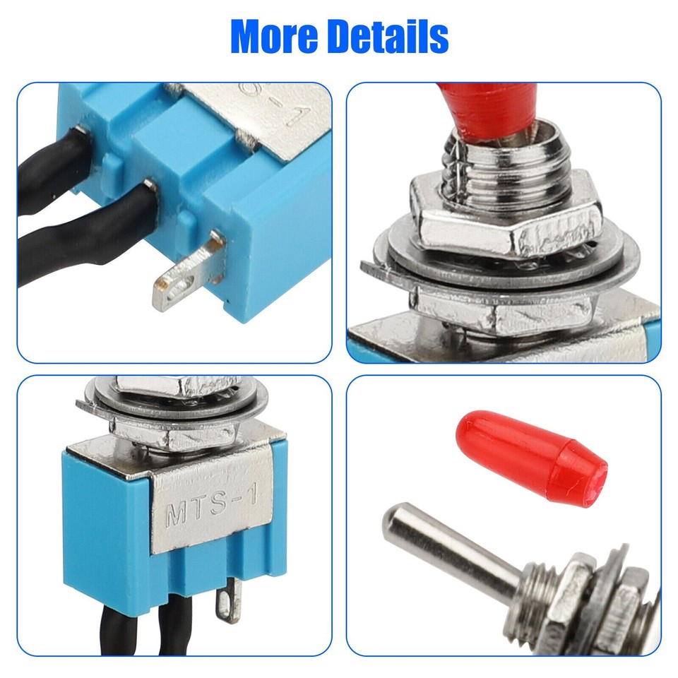 10PCS SPST Toggle Switch Pre-Wired On/Off Metal Small Automotive/Boat ...