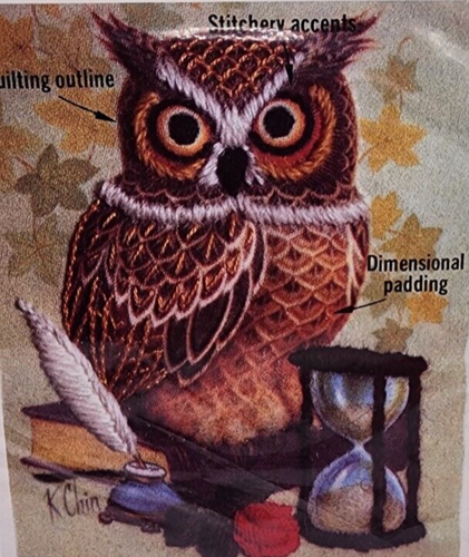 Donald Art Trapunto Crewel Studious Owl Embroidery Quilting Rare ...