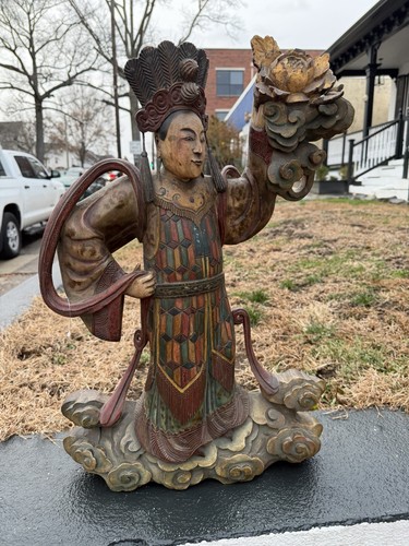 Wonderful Antique Wood Lady Statue | eBay
