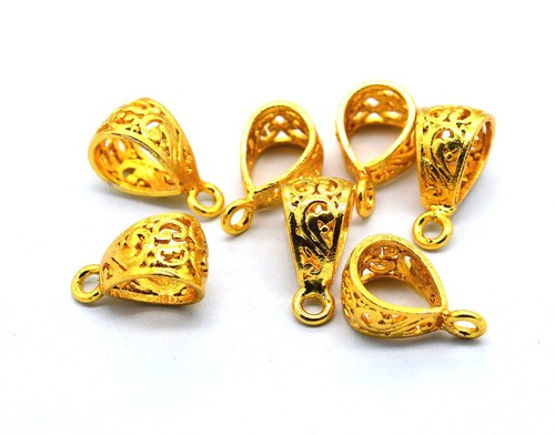 14 Pcs 18X10mm Bali Pendant Loop Bail 18k Gold Plated ks-106 | eBay