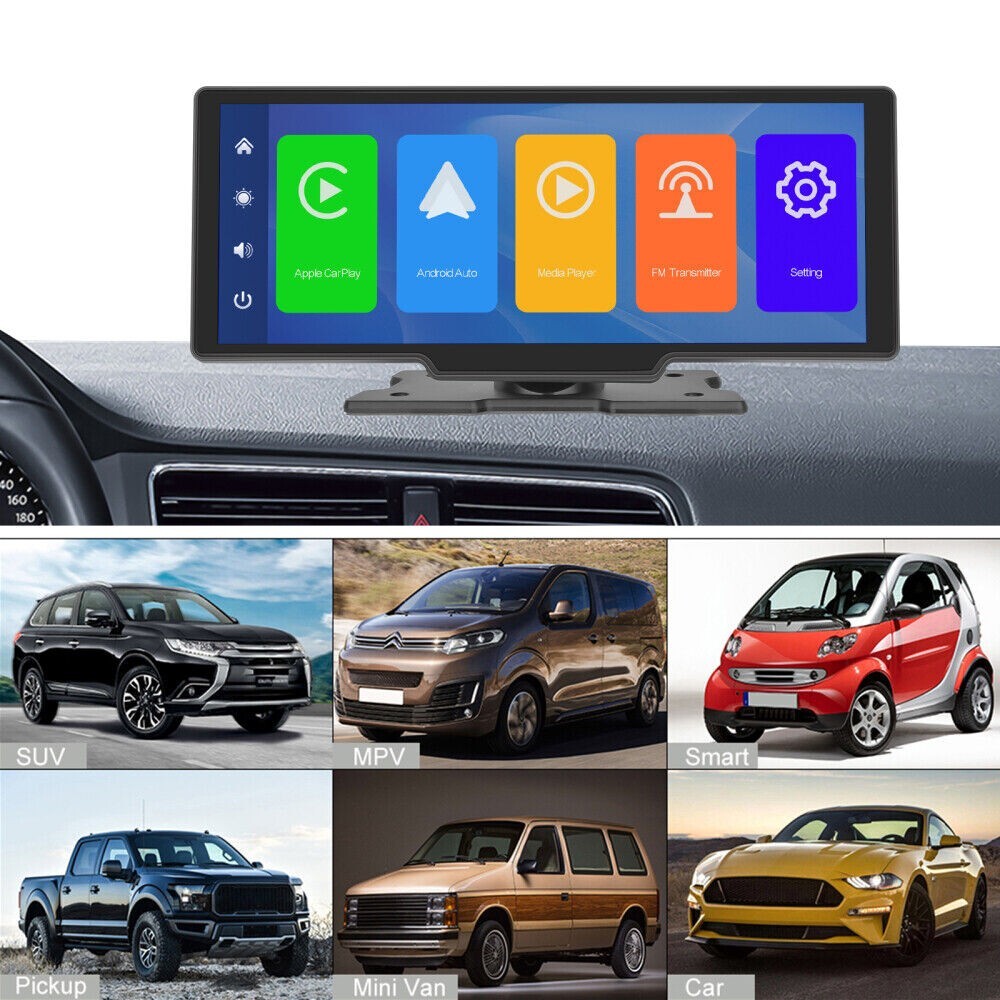 10.26" 2K Car Portable Wireless Apple CarPlay Android Auto FM Touch ...