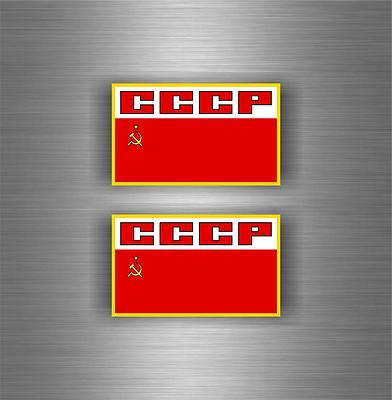 2x Sticker ussr cccp sssr urss russia soviet union flag decal emblem ...
