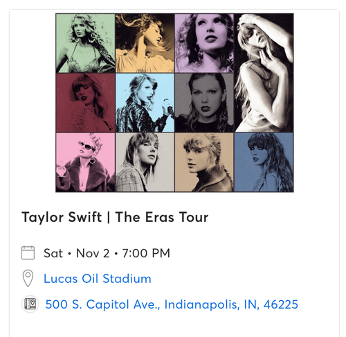 1 Taylor Swift Eras Tour Ticket Sec 125 Row 14 Seat 7 - Sat Nov 2 ...