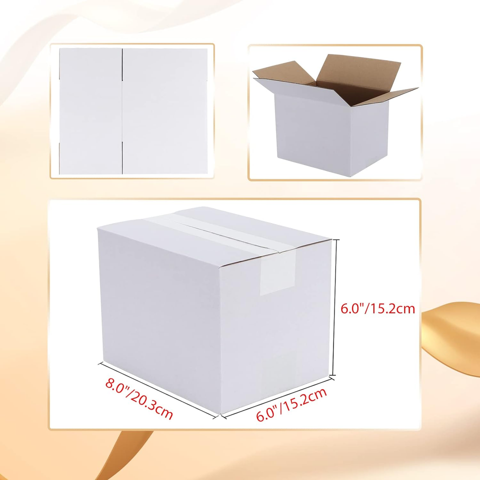 8X6X6 Shipping Boxes Set of 40, White Corrugated Cardboard Box for ...