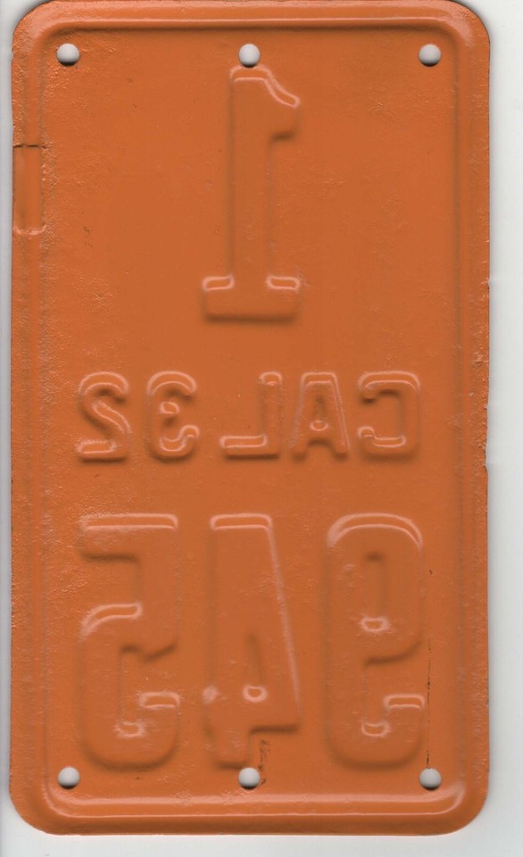 1932 California vintage original motorcycle license plate | eBay