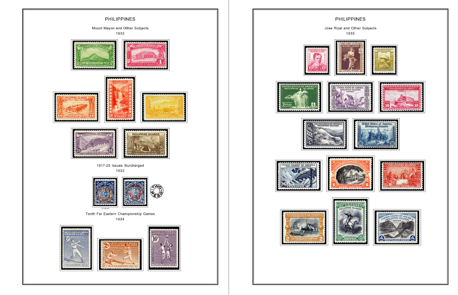 COLOR PRINTED PHILIPPINES [US+JP] 1898-1946 STAMP ALBUM PAGES (60 ...