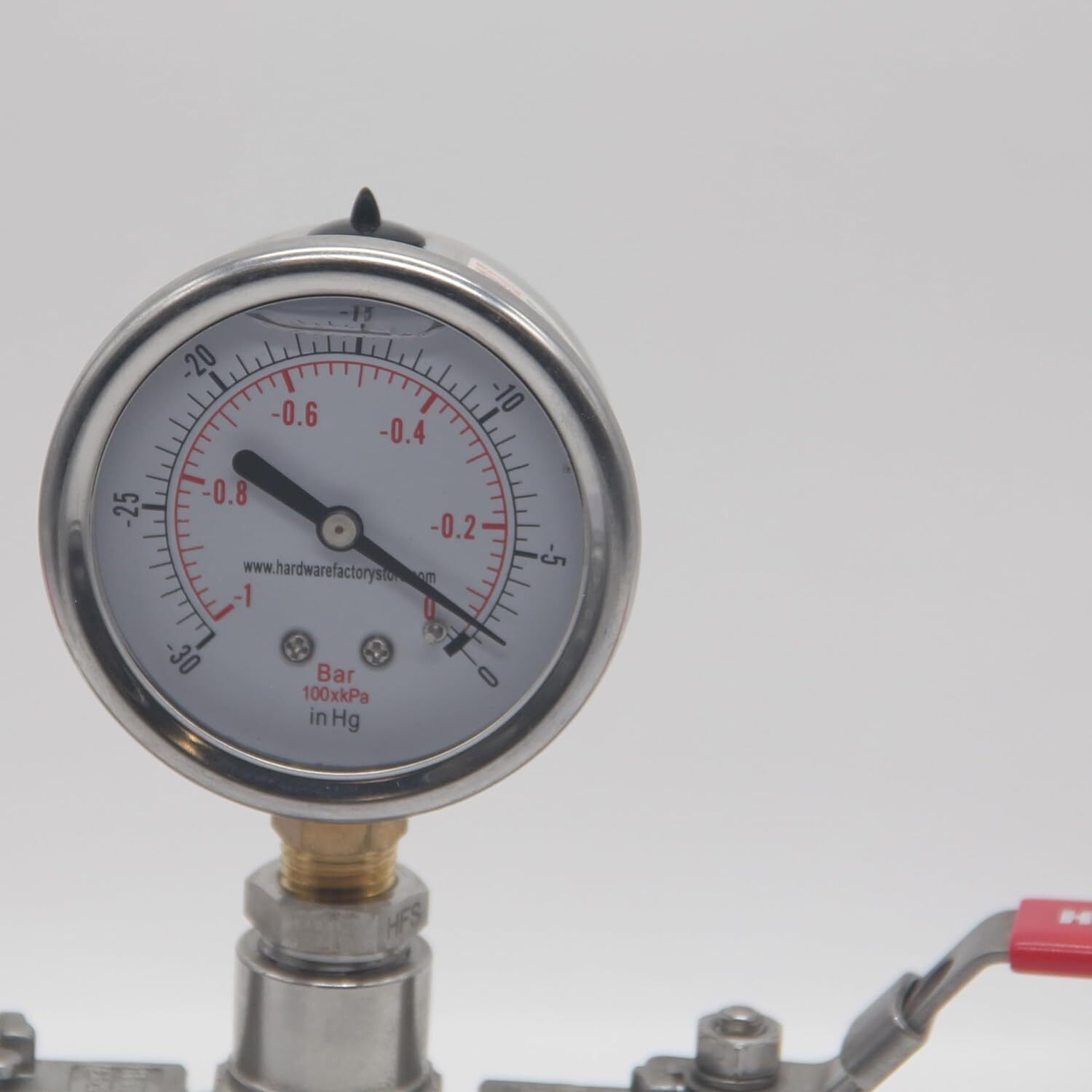 HFS 30HG/0 PSI Oil Filled Vacuum Pressure Gauge -2.5" Dial, 1/4" NPT ...