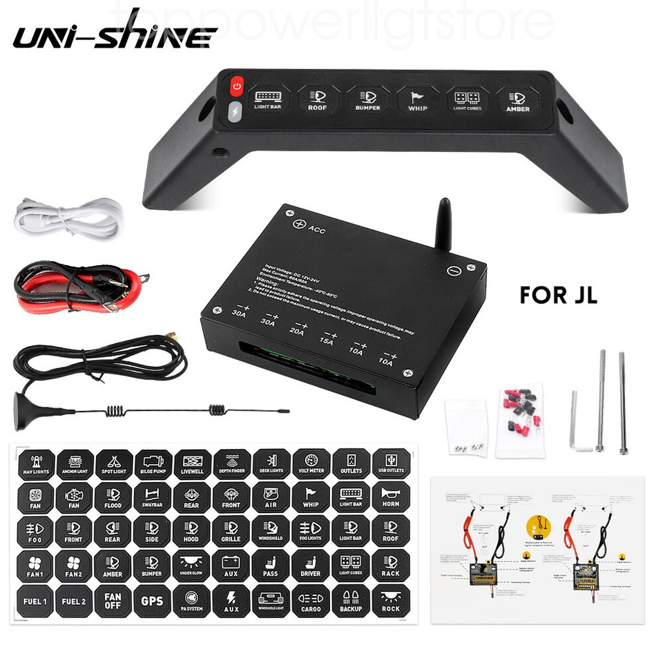 6 Gang Grab Handle Wireless Switch Panel For Jeep Wrangler JL 2018-23 ...