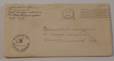 USS Tortuga (LSD 26) June 10 1945 WW2 sailor cover + 2 page letter ...