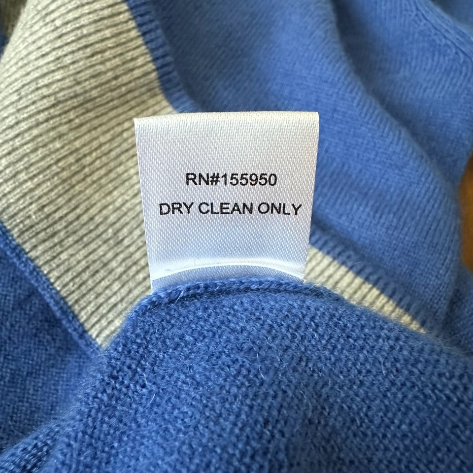 GREYSON Sebonack Sweater Mens L Blue 1/4 Zip Pullover Cashmere Wool ...