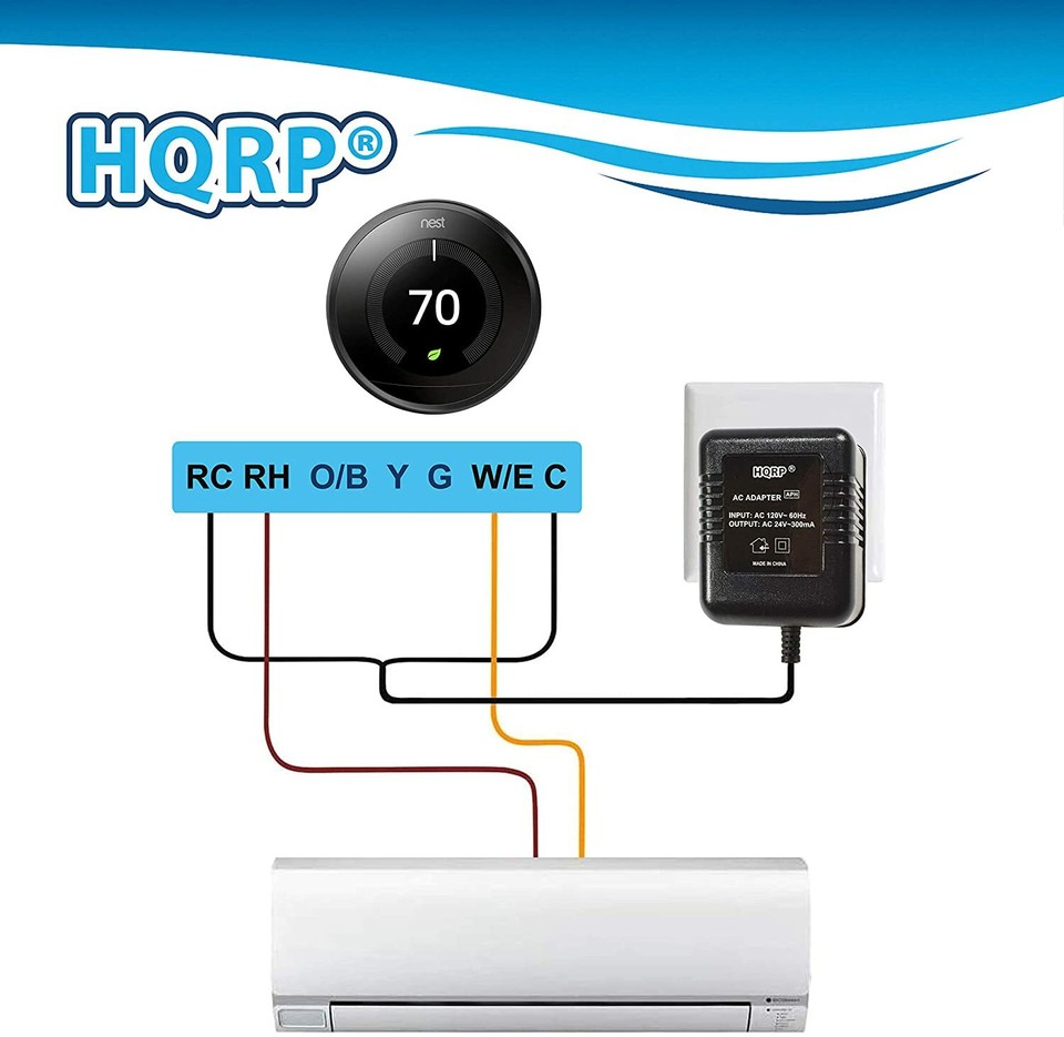 HQRP 24V AC Adapter Transformer for Ring Doorbell Thermostats C-Wire ...