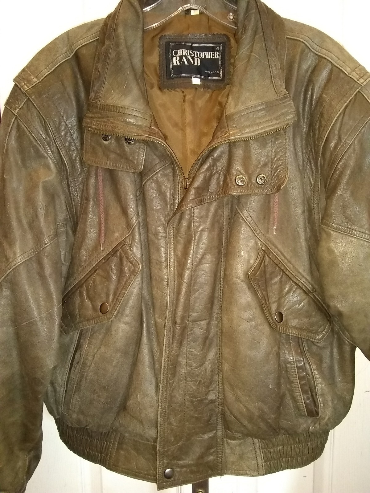 Leather Coat Brown Jacket Christopher Rand Men's M Used Rough Look | eBay