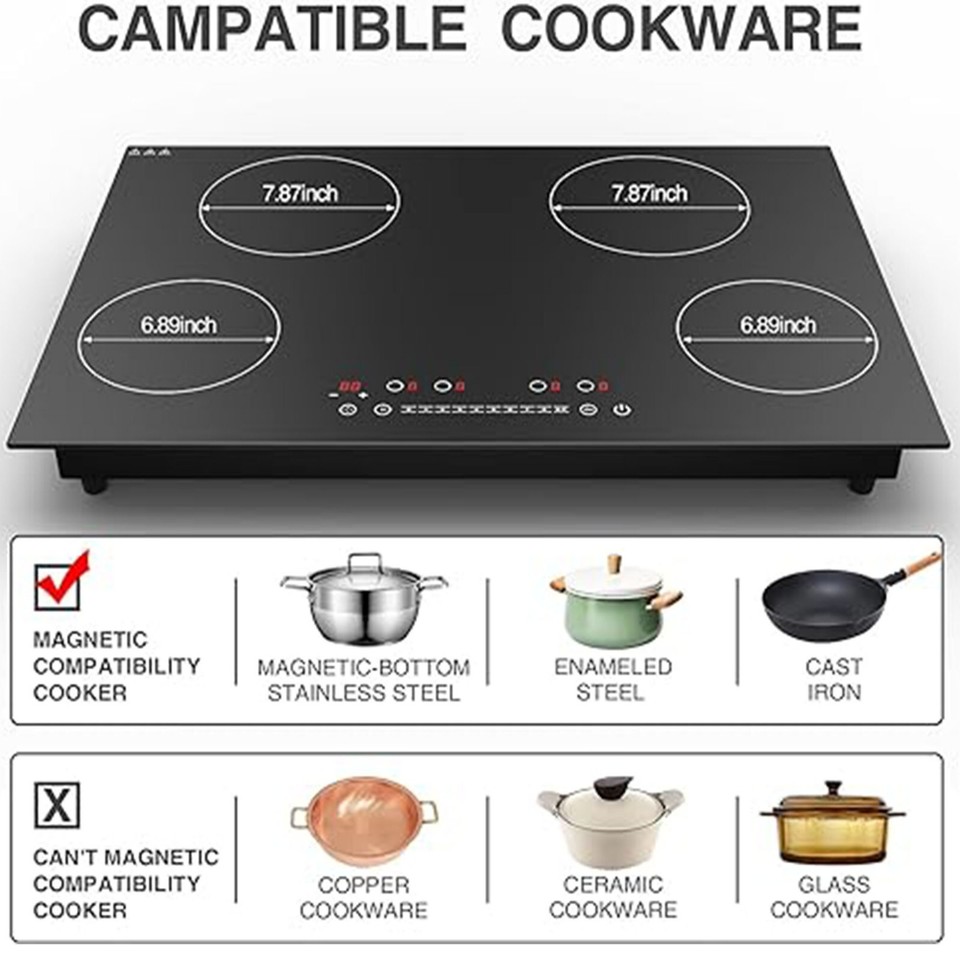 Electric Induction Cooktop 4 Burner Induction Cooker Touch Control 220V ...