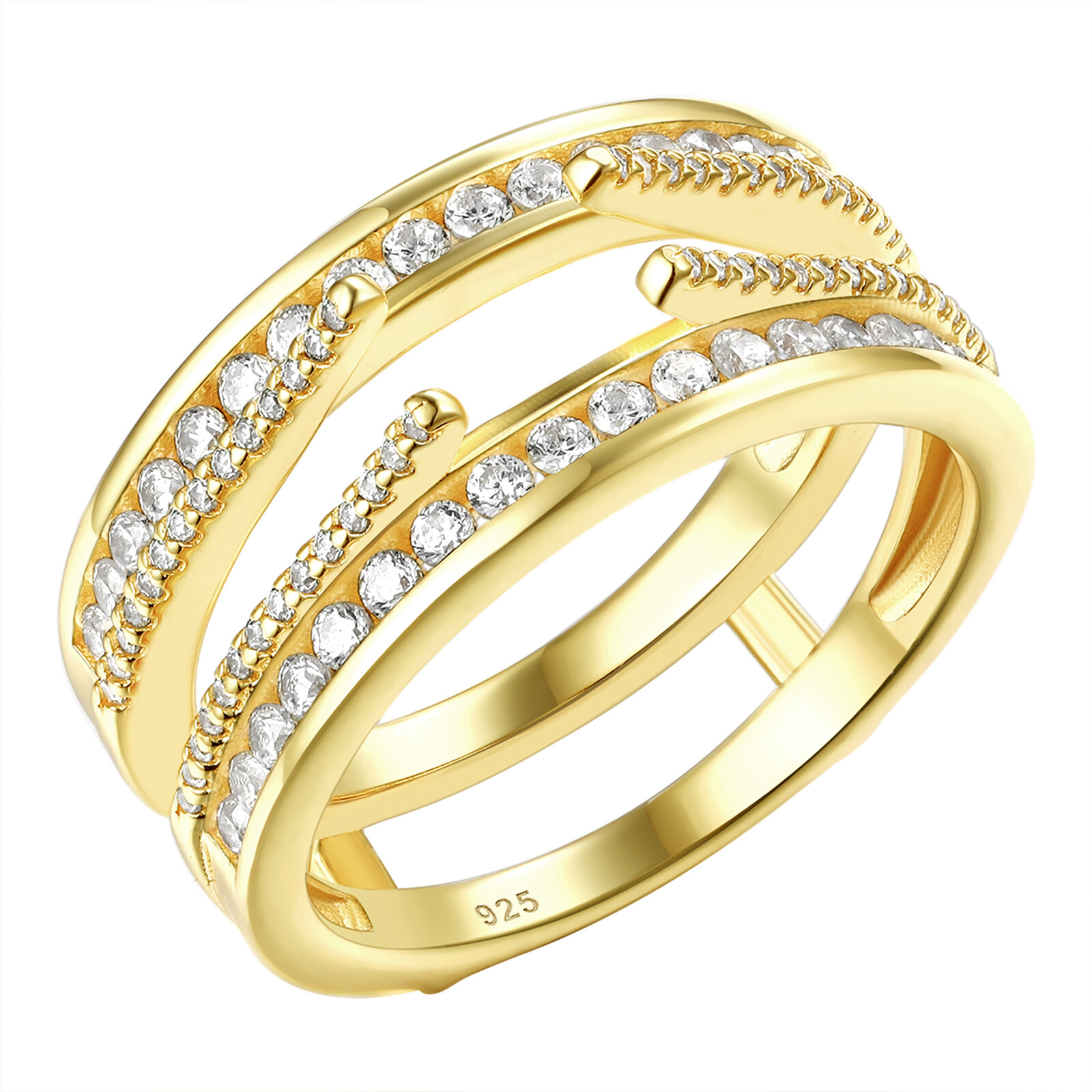 Cathedral 925 Silver Wedding Bands Ring Jacket Wrap Guard for ...