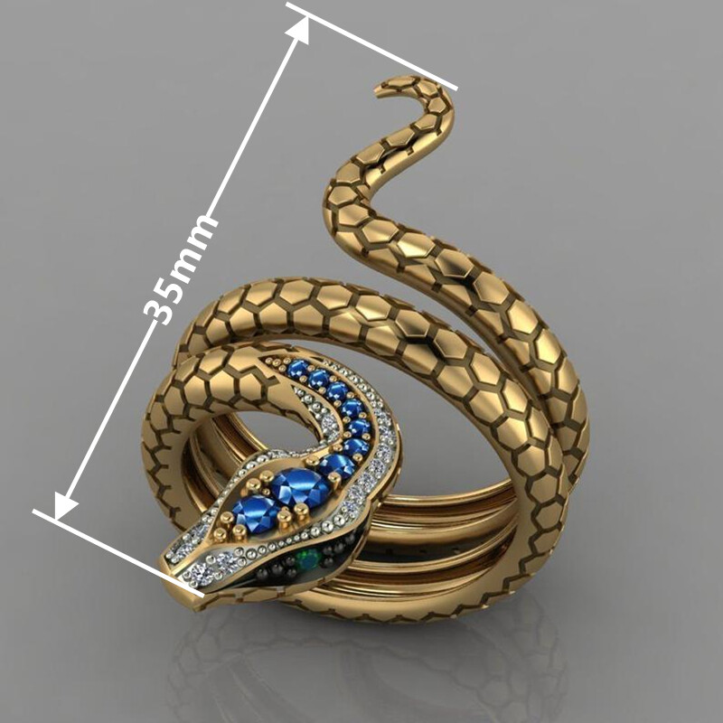 Fashion Snake 18k Yellow Gold Plated Rings for Men/Women Cubic Zircon ...