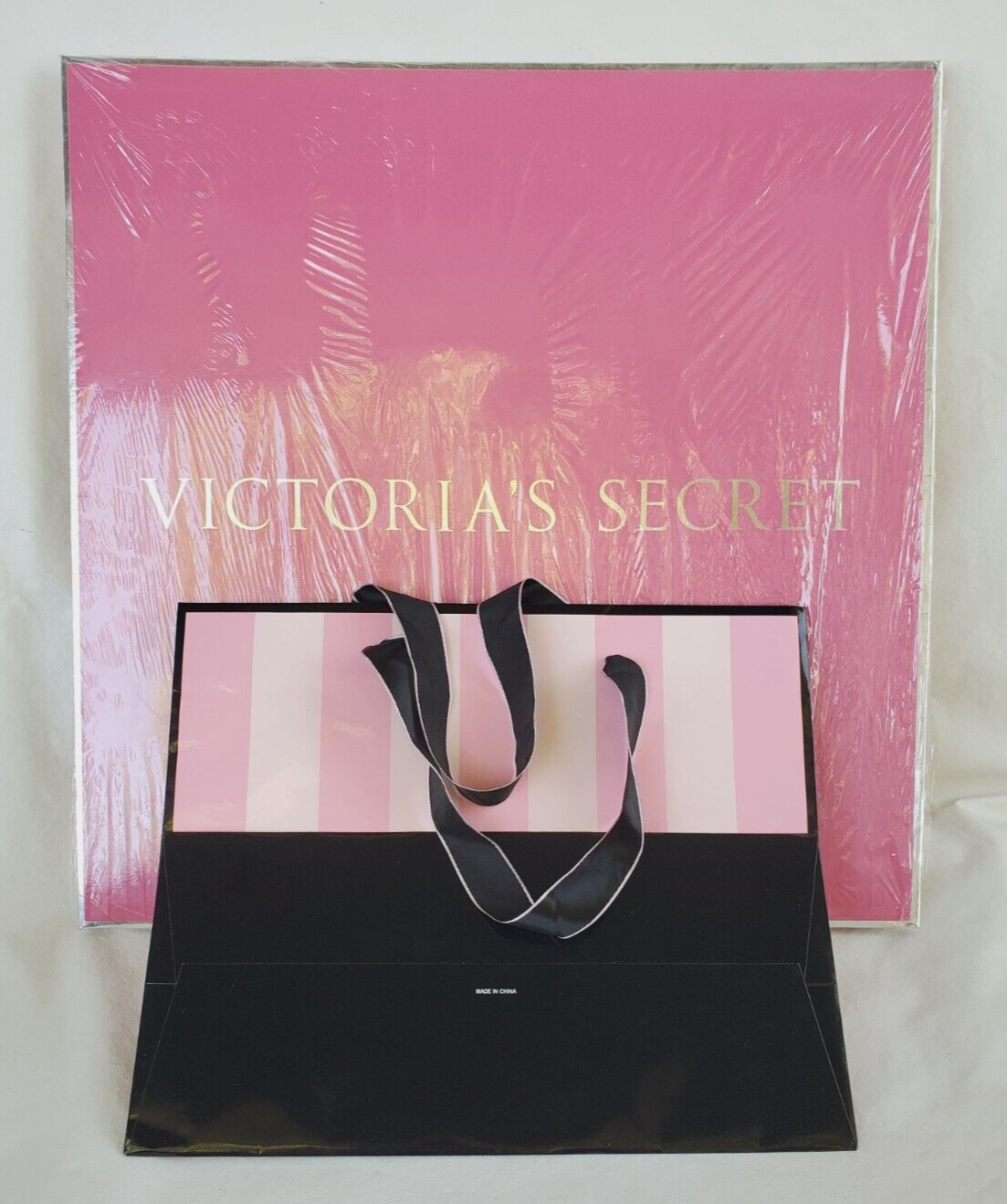 RARE Victoria's Secret GIFT BOX Pink Logo Shopping 15”x15” & STRIPED ...