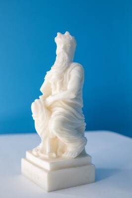 Small Statue of Michelangelo's Moses - Handcrafted White Marble Resin ...