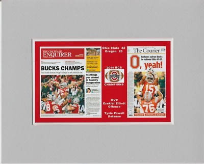 Ohio State beats Oregon for 2014 BCS title matted pics of newspaper ...