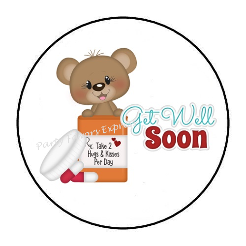 GET WELL SOON BEAR ENVELOPE SEALS LABELS STICKERS PARTY FAVORS | eBay