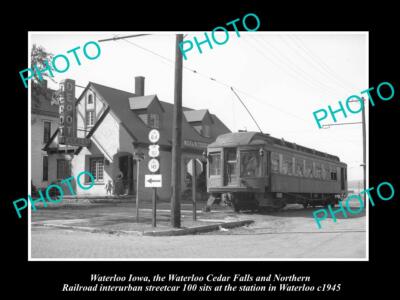 OLD POSTCARD SIZE PHOTO OF WATERLOO IOWA THE INTERURBAN RAILROAD DEPOT ...