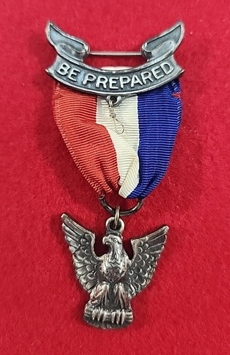 Boy Scouts Eagle Scout Be Prepared Silver BSA Medal and Ribbon Red ...