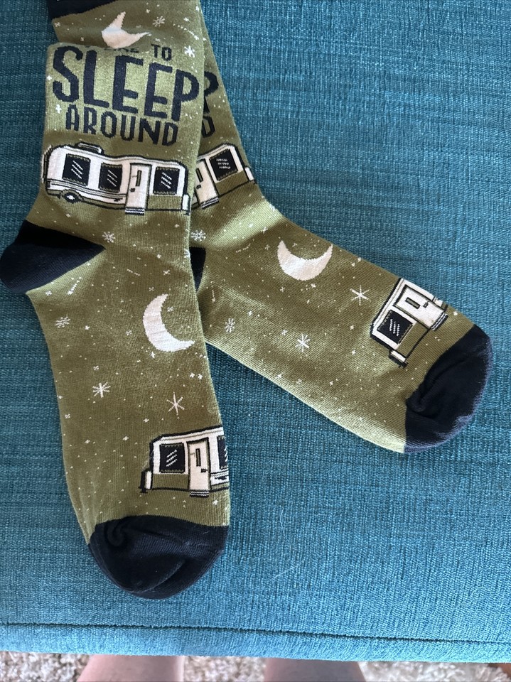 Camper RV Gag Gift Socks I Like To Sleep Around Funny Happy Campers ...
