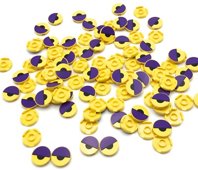LEGO LOT OF 100 NEW CIRCLE EYE TILE PIECES YELLOW PURPLE EYELIDS FUNNY ...