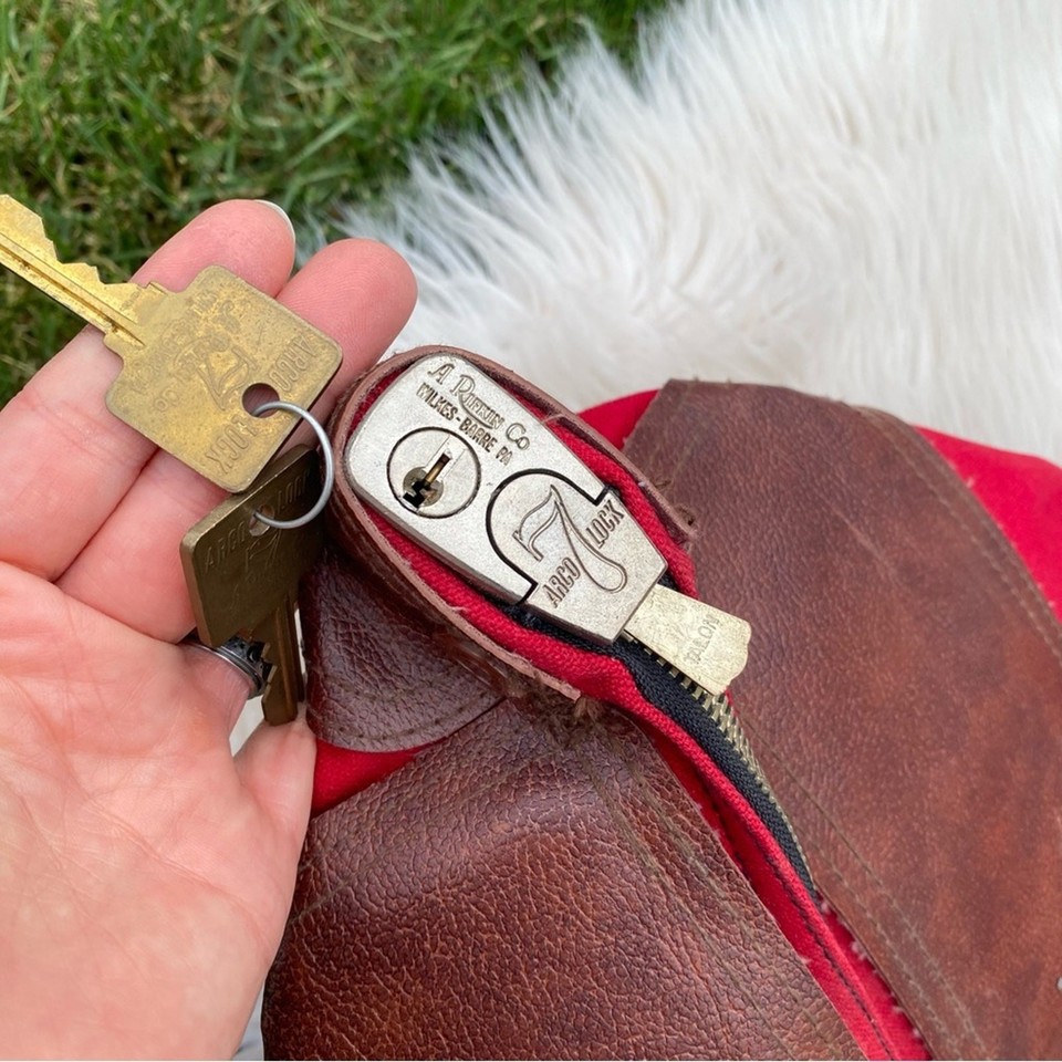 Bank Deposit Cash Bag Key Arco A Rifkin Co Lock Huge Canvas Red Duffle ...