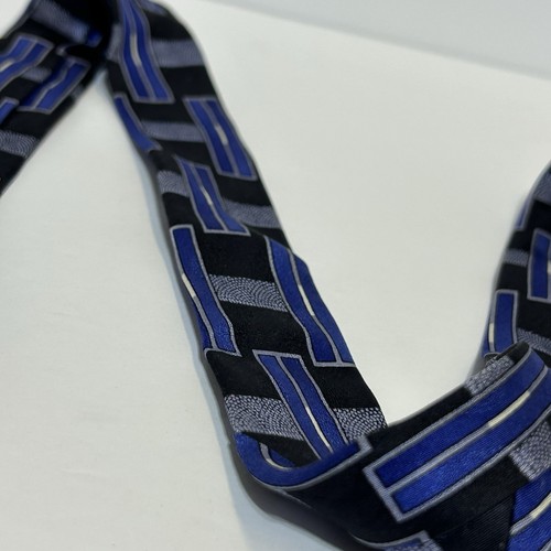 LOUIS ROTH Hand Sewn Tie USA Made Blue Gray Geometric Silk Italian 58 ...