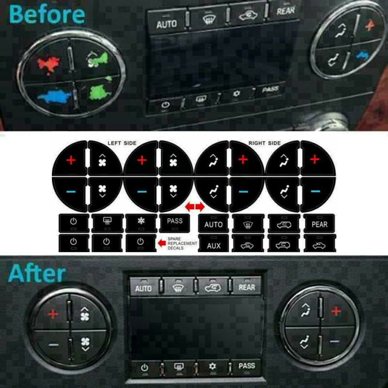 AC Dash Button Repair Kit Dual Climate Control Decal Stickers For GM ...