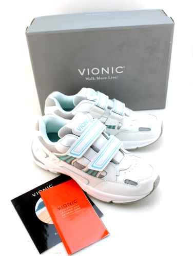 VIONIC Tabi Leather Size 8 White /Blue / Gray Women's Walking Sneakers ...