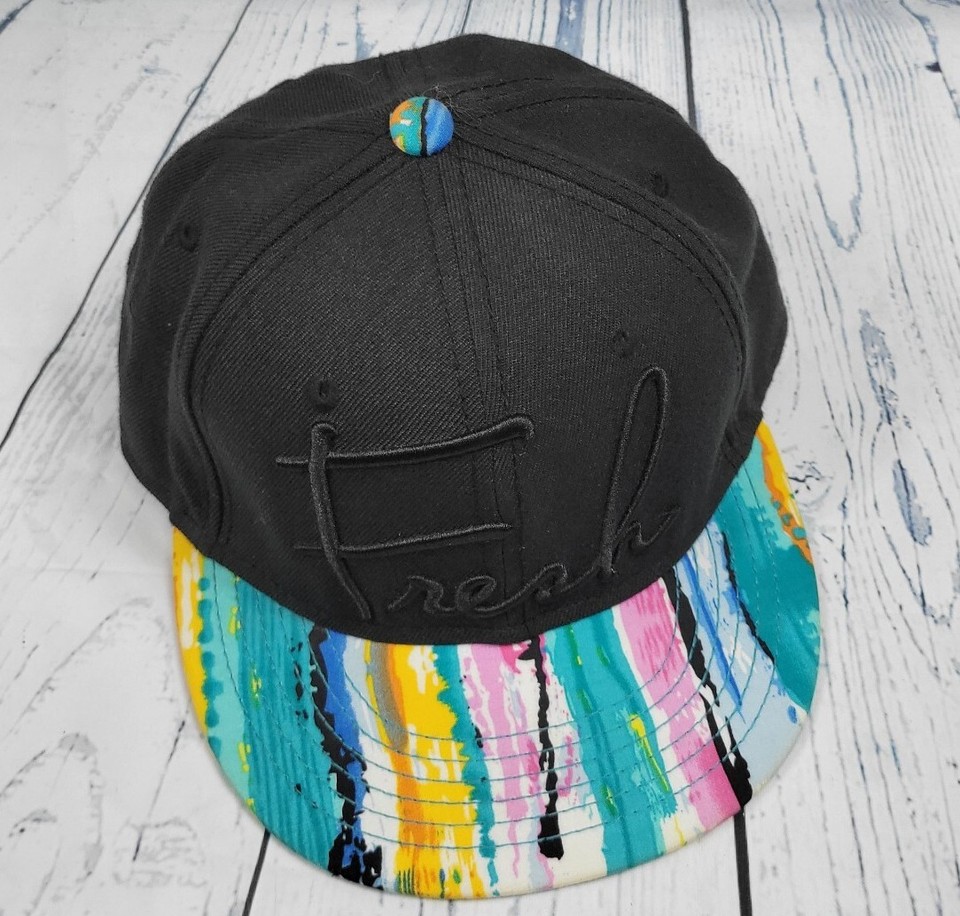 Neff Fresh Hat Logo Embroidered Multicolored Flat Bill SnapBack Cap ...