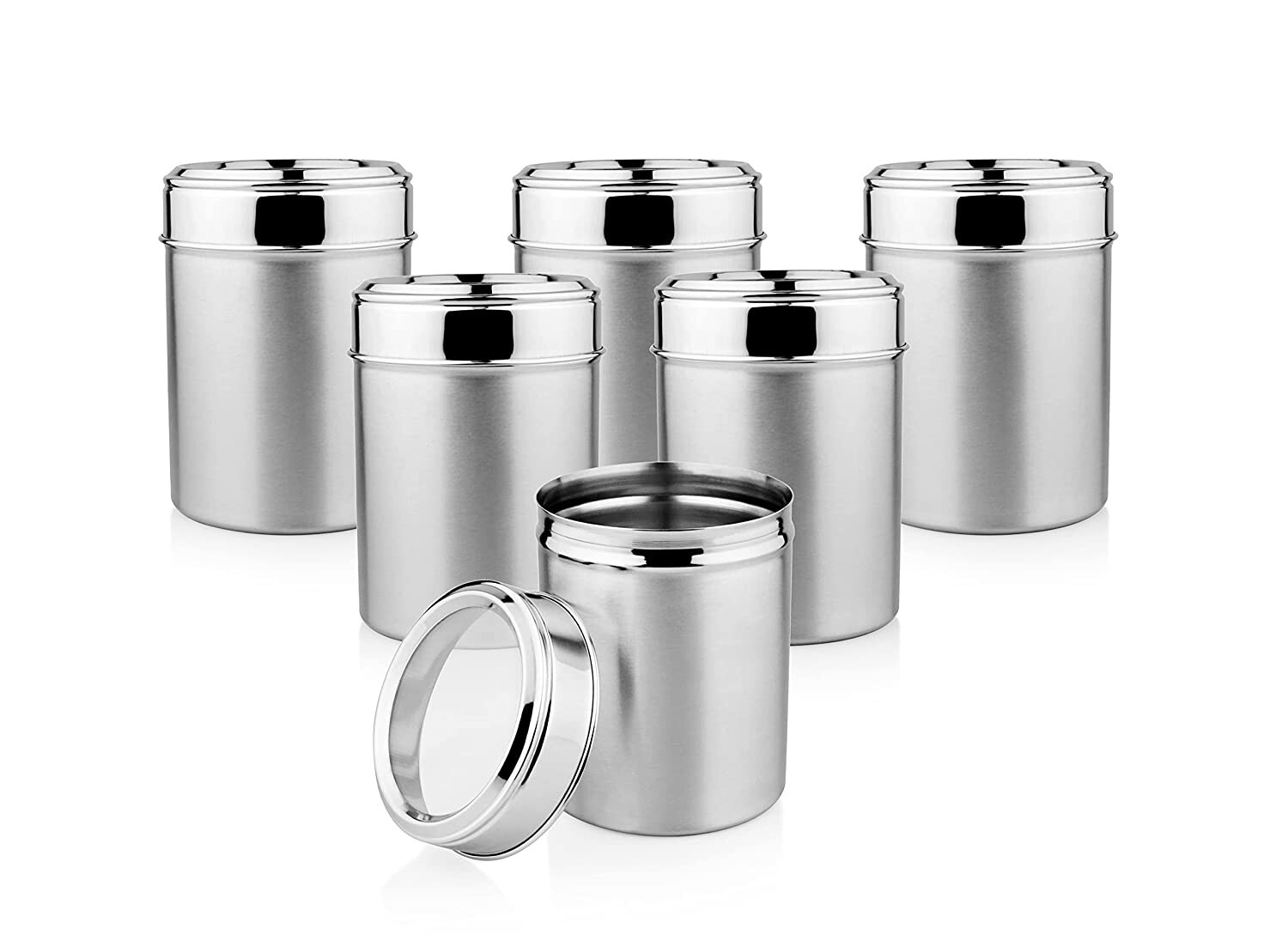 Stainless Steel Storage Jar, Container See Through Set of 6 Pcs ...
