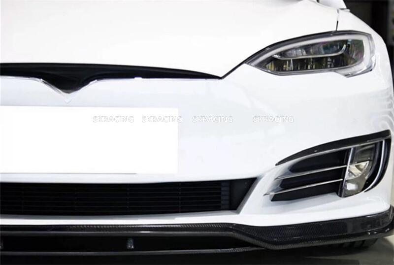 For Tesla Model S Sedan 2016-2020 Real Carbon Fiber Front Lip Bumper ...
