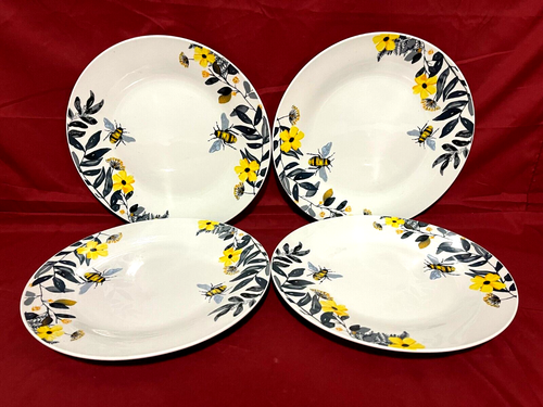 Royal Norfolk Bee Happy Set Of 4 Floral & Bees Dinner Plates 10 1/2" | eBay