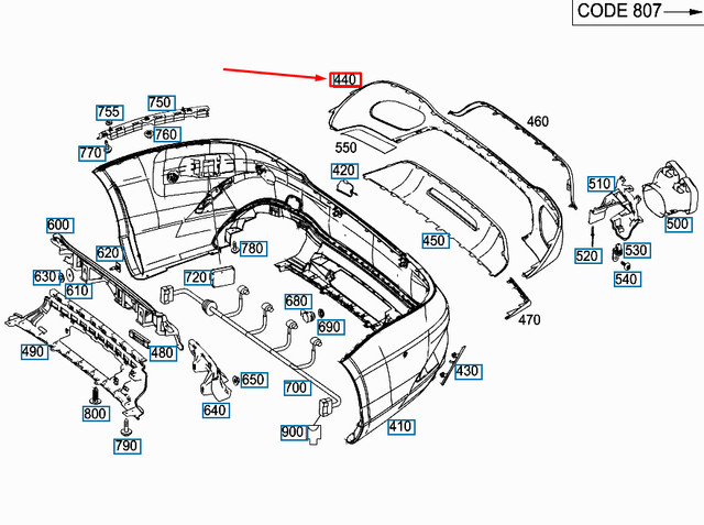 MERCEDES-BENZ SL R231 Rear Bumper Bottom Trim A2318855300 GENUINE for ...