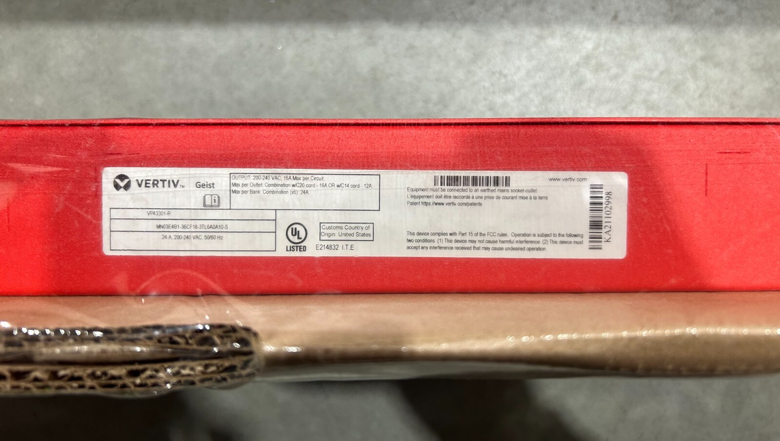 VP43301-R, VERTIV rPDU, Monitored Unit Level EC, 30A, 208V, 4.9kW | eBay