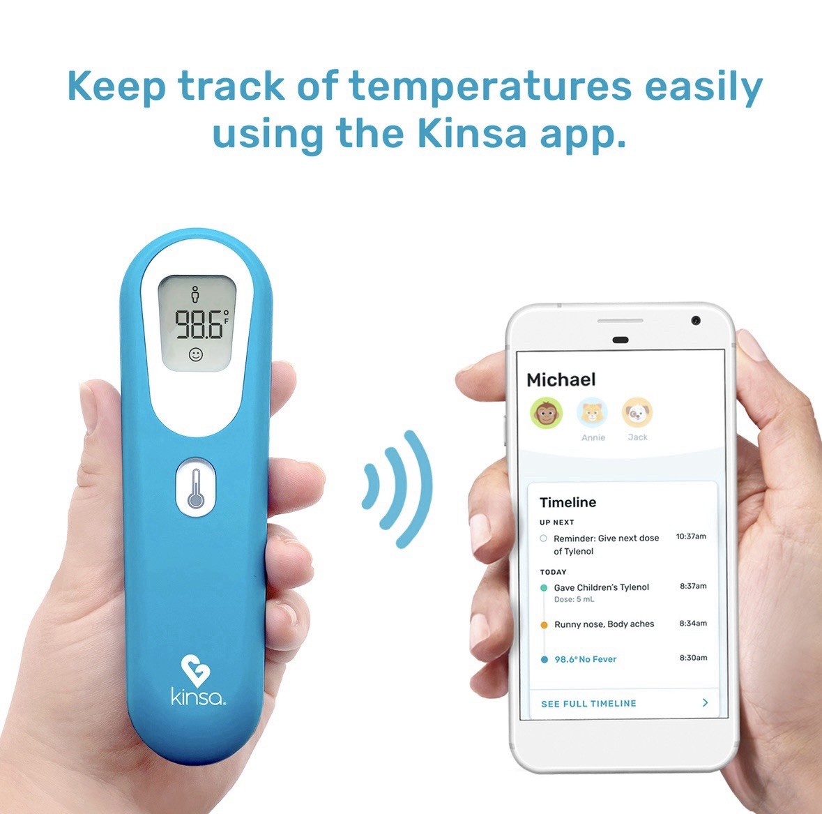Kinsa Quick Scan Non-Contact Smart Thermometer Smartphone App NEW | eBay