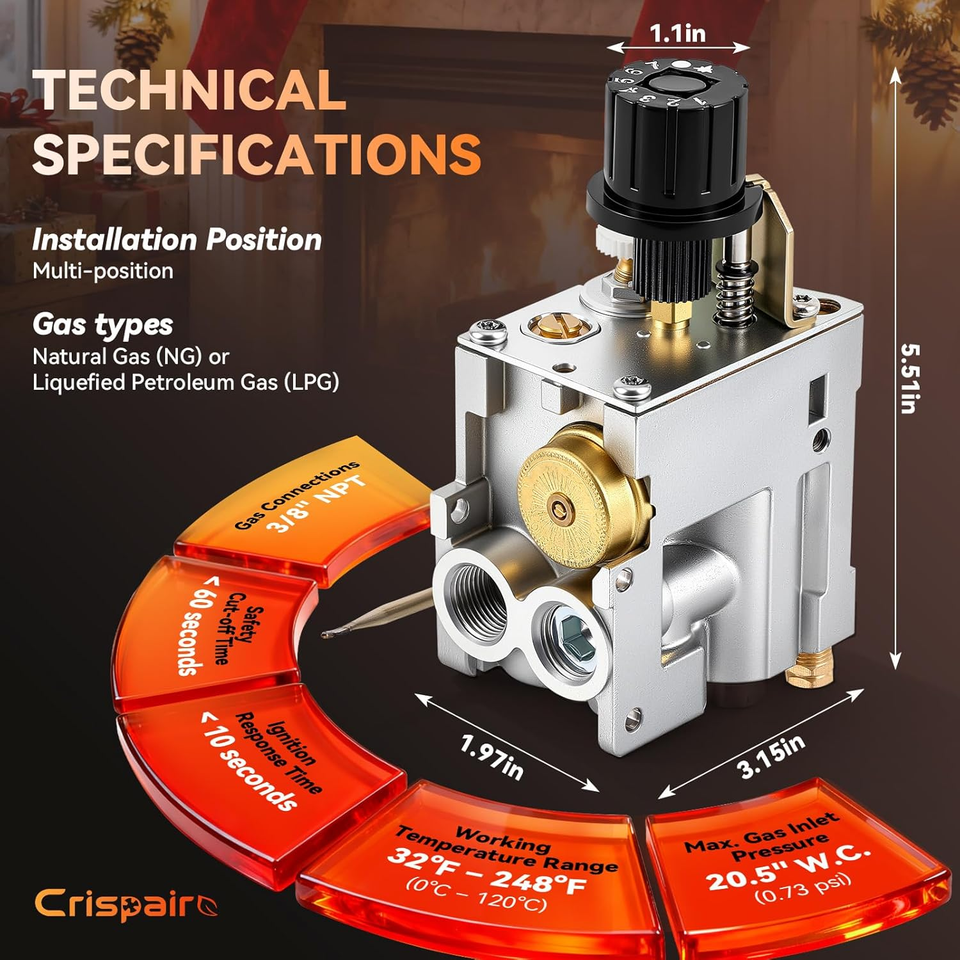 SIT 630 Gas Control Valve - Compatible with NG & LP Fireplaces, Boilers ...