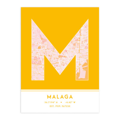 Malaga Spain City Map Typography Unframed Wall Art Print 18x24 In | eBay