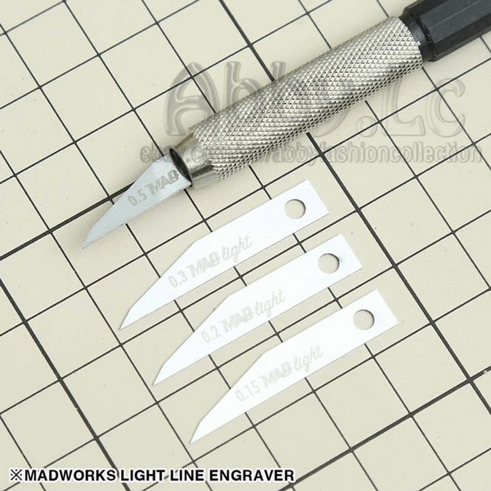 MADWORKS LIGHT Line Engraver Model Tools Scriber Craft Chisel 0.15 0.2 ...