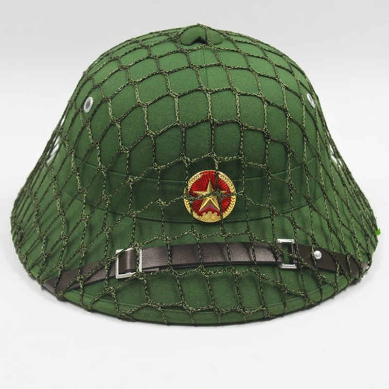 VIETCONG VC PITH HELMET HAT GREEN Colour WITH RED STAR BADGE Helmet Net ...