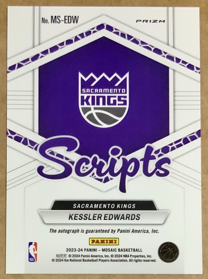 2023-24 PANINI MOSAIC SCRIPTS PRIZM #MS-EDW KESSLER EDWARDS ...