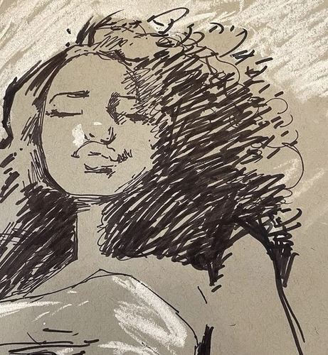 Illustration Woman Figure Portrait Ink Drawing Paper 9x12 Original ...