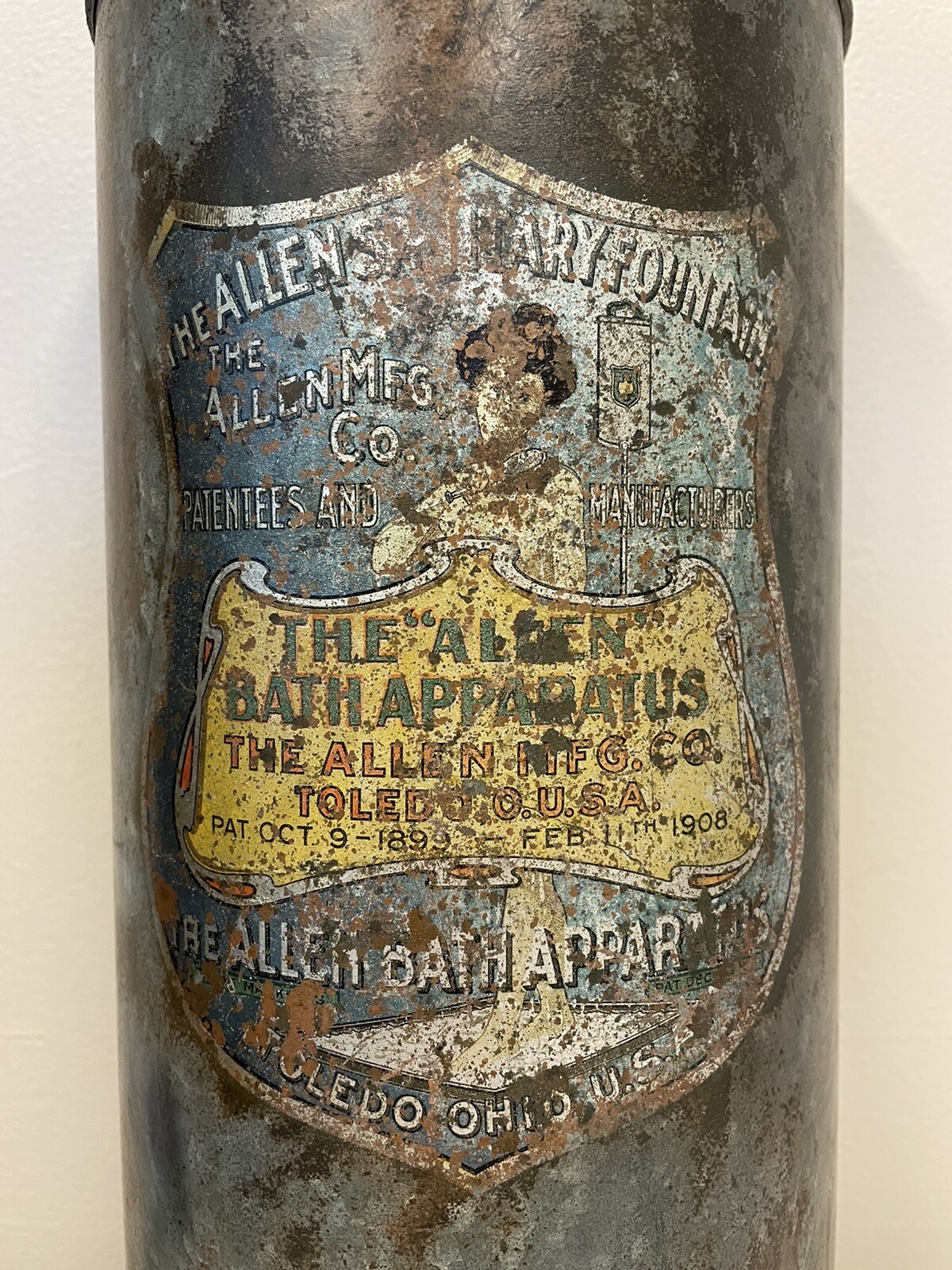 Antique 1908 Wall Mount •ALLEN SANITARY FOUNTAIN• ALLEN BATH SHOWER ...