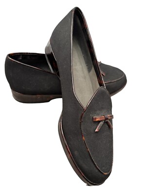 Stuart Weitzman Black "Tortoise Shell" Tiny Bow Slip on Loafers ...